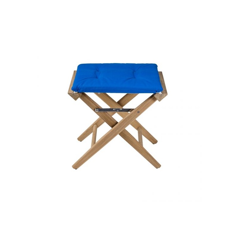 Taburete director de teca con cojín cobalto